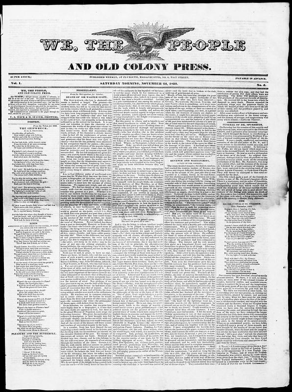 We, the People and Old Colony Press. November 24, 1832 - Digital ...