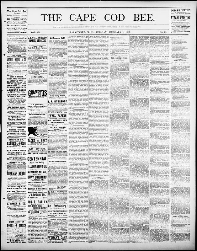 The Cape Cod Bee. February 01, 1887 - Digital Commonwealth