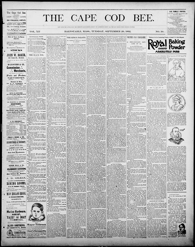The Cape Cod Bee. September 20, 1892 - Digital Commonwealth
