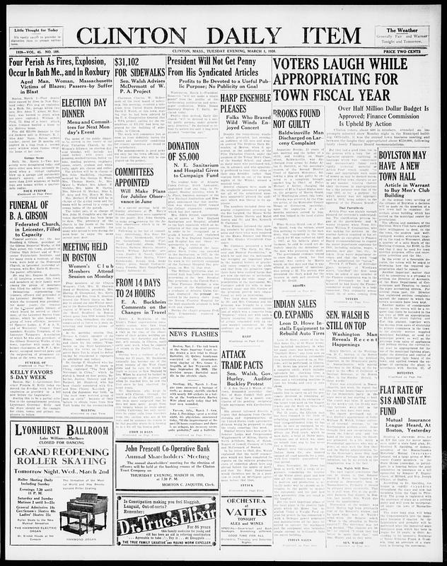 Clinton Daily Item. March 01, 1938 - Digital Commonwealth