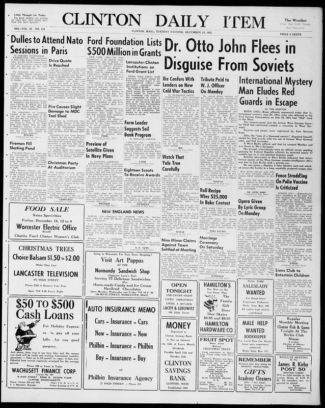 Clinton Daily Item. December 13, 1955 - Digital Commonwealth