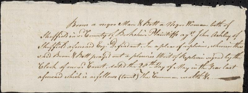 Writ of Replevin (Summary) - Digital Commonwealth