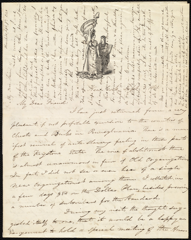Letter from John Anderson Collins, Haverhill, [Mass.], to Maria Weston ...