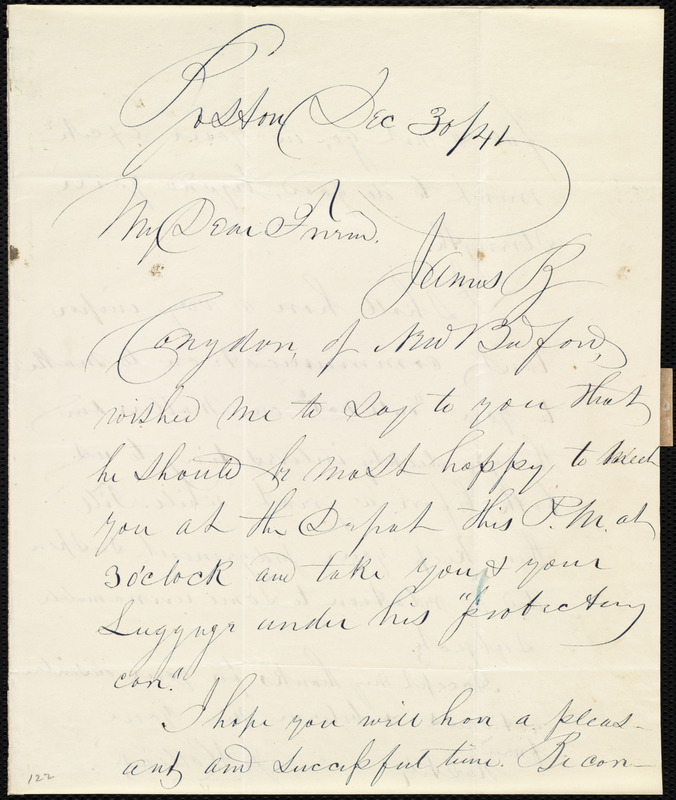 Letter from John Anderson Collins, Boston, [Mass.], to Anne Warren ...