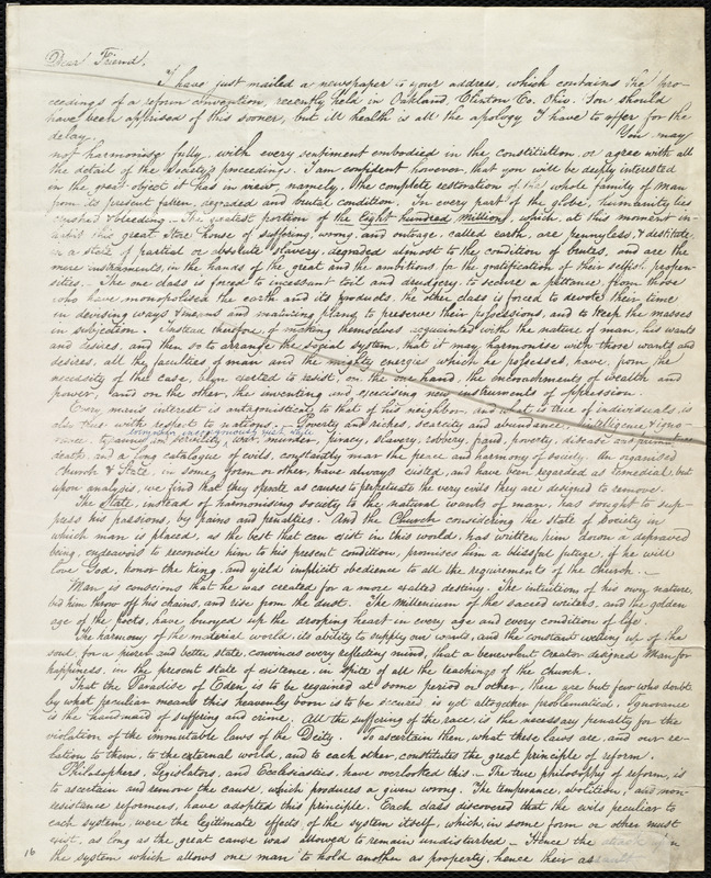 Letter from John Anderson Collins, Boston, [Mass.], to Maria Weston ...