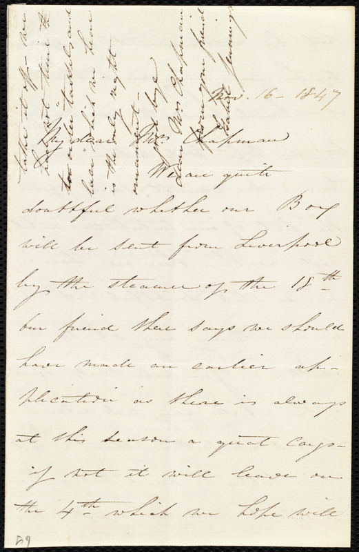 Letter from Isabel Jennings, [Cork, Ireland], to Maria Weston Chapman ...
