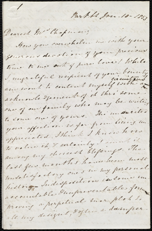 Letter from Mary Anne Estlin, Park St., [Bristol, England], to Maria ...