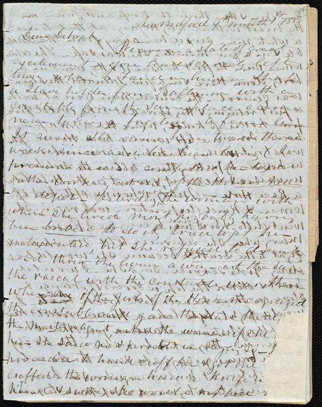 Letter from Joseph Ricketson, New Bedford, [Mass.], to Deborah Weston ...