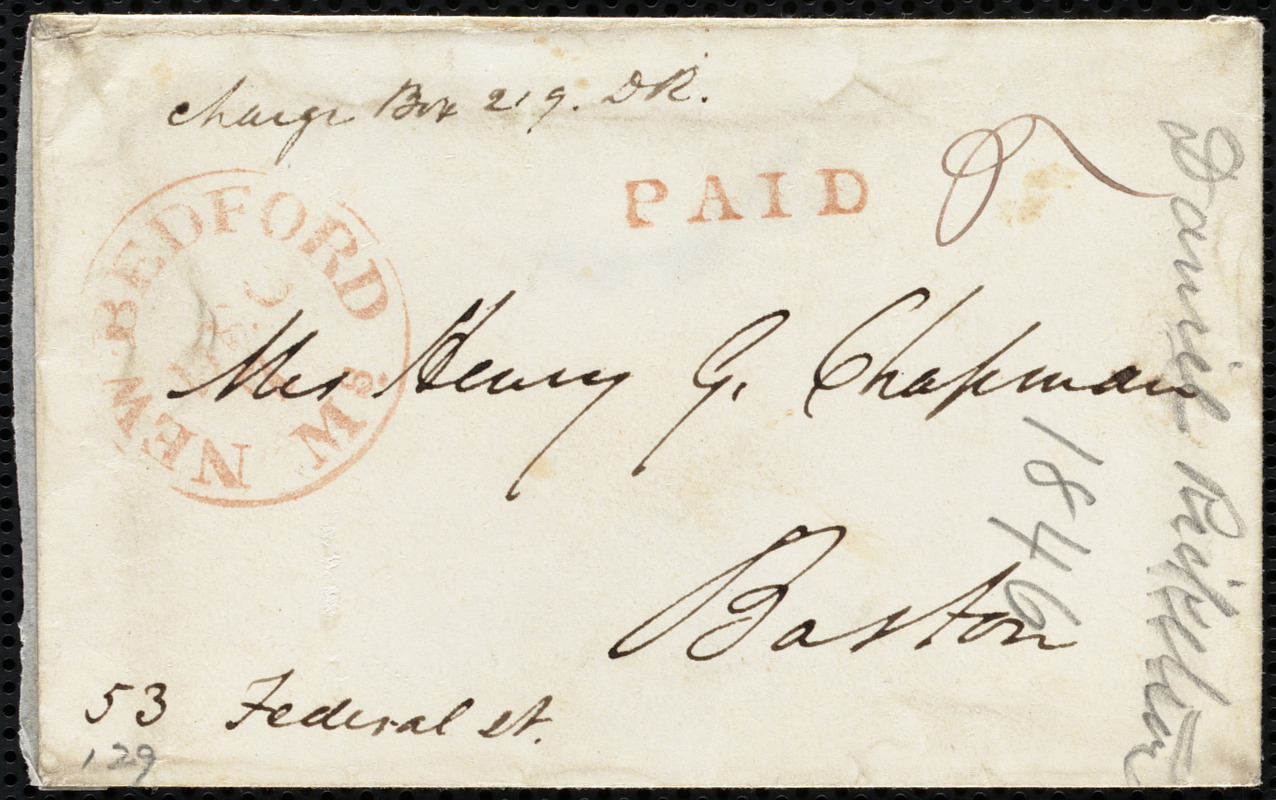 Envelope from Daniel Ricketson, [New Bedford, Mass.], to Maria Weston ...