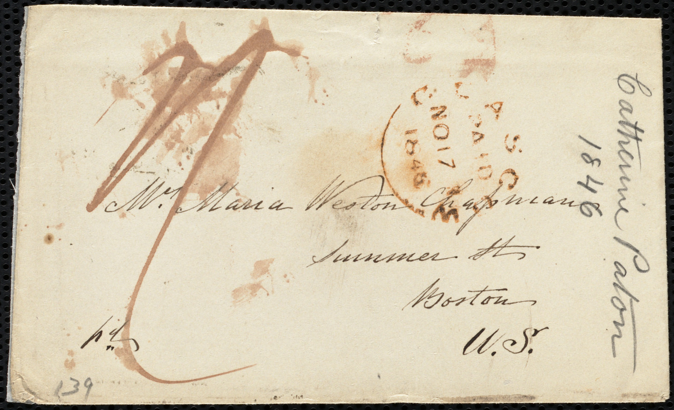 Envelope from Catherine Paton, Glasgow, [Scotland], to Maria Weston ...