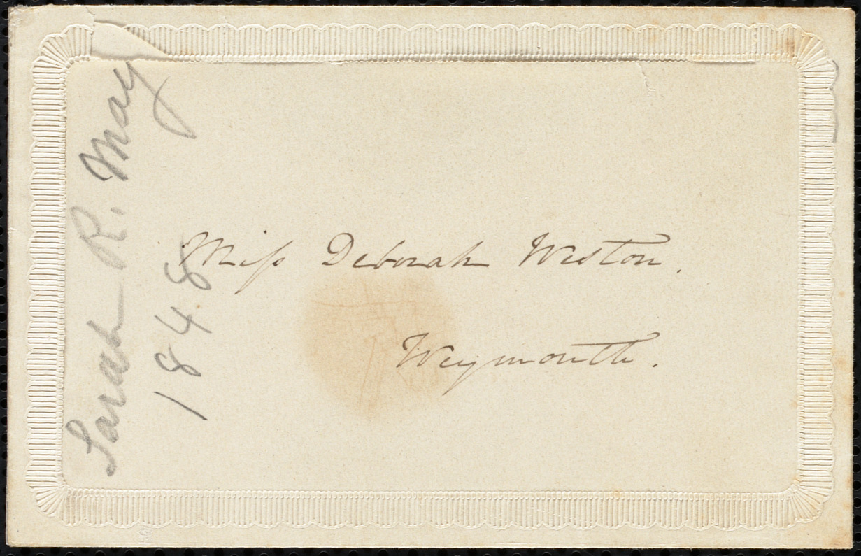 Letter from Sarah Russell May, Leicester, [Mass.], to Deborah Weston ...