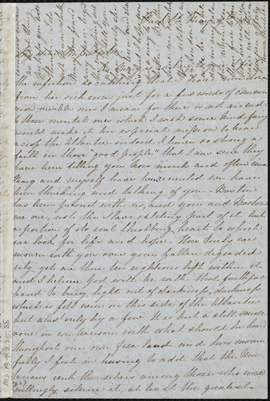 Letter from Emma Michell, Park St., [Bristol, England], to Miss Weston ...