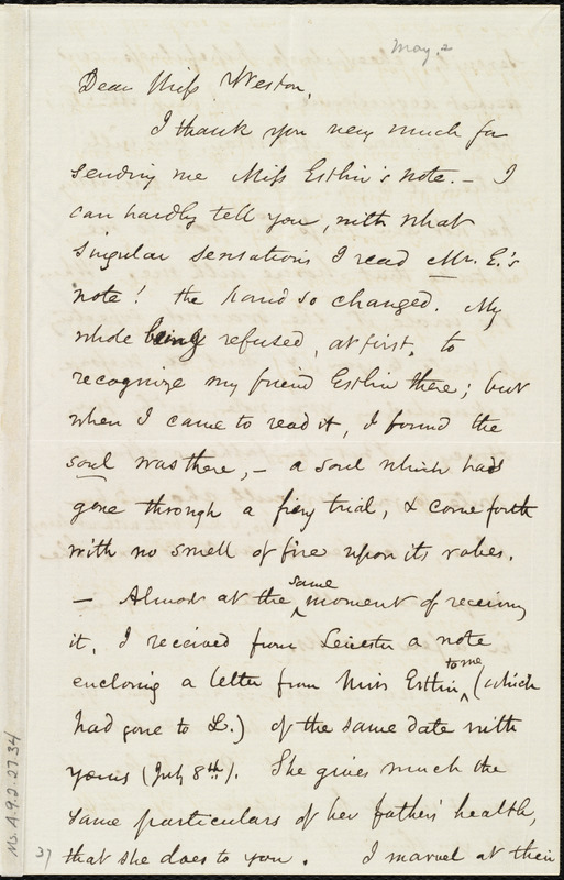 Letter from Samuel May to Miss Weston, [26 July 1853?] - Digital ...