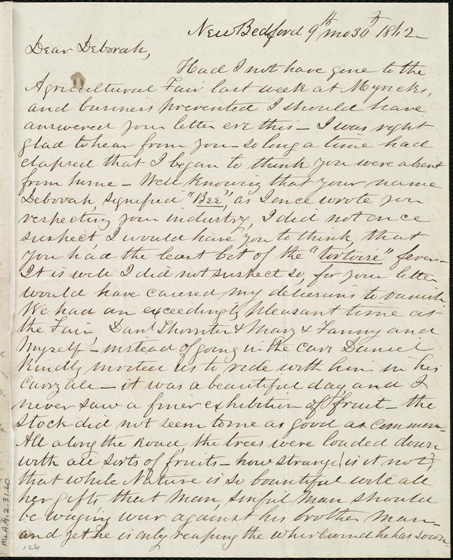 Incomplete letter from Joseph Ricketson, New Bedford, [Mass.], to ...