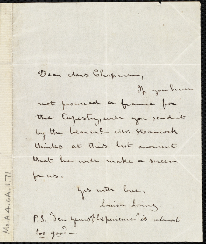 Letter from Louisa Gilman Loring, [Boston?, Mass.], to Maria Weston ...