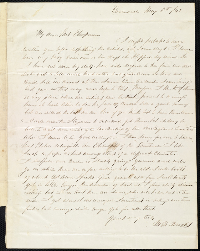 Letter from Mary Merrick Brooks, Concord, [Mass.], to Maria Weston ...