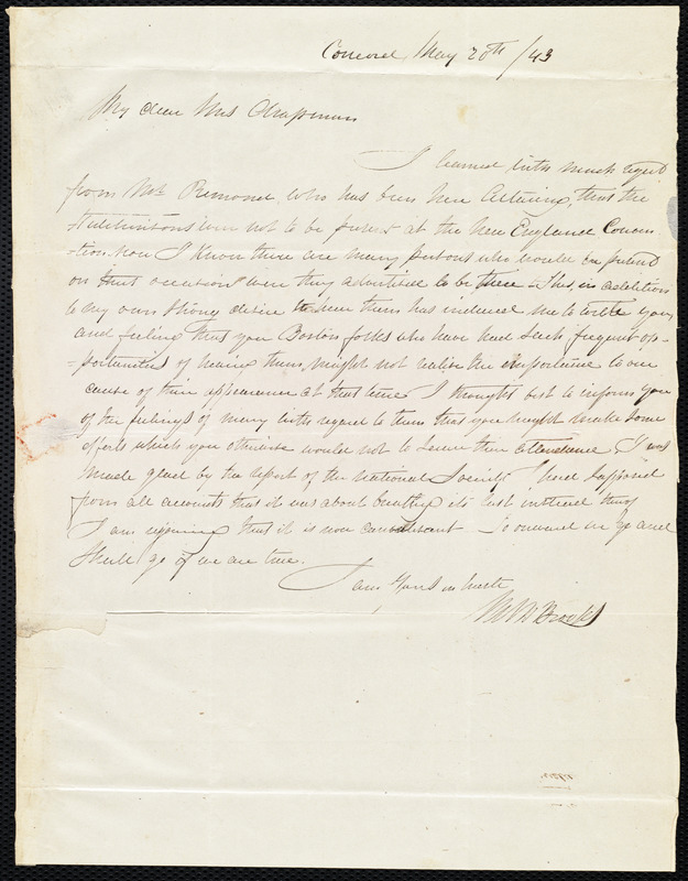 Letter from Mary Merrick Brooks, Concord, [Mass.], to Maria Weston ...