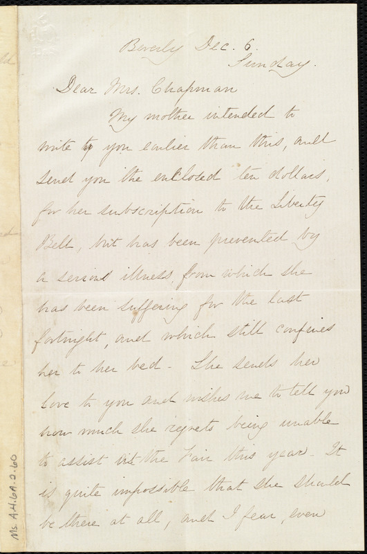 Letter from Anna Loring, Beverly, [Mass.], to Maria Weston Chapman, Dec ...