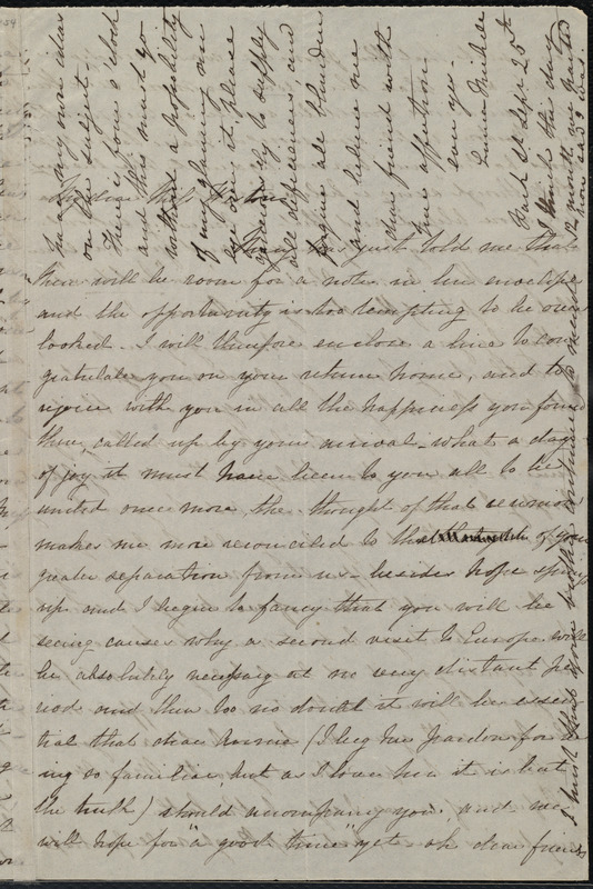 Letter from Emma Michell, Park St., [Bristol, England], to Miss Weston ...
