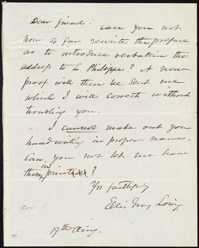 Letter from Ellis Gray Loring to Maria Weston Chapman, 19th Aug. [1840 ...