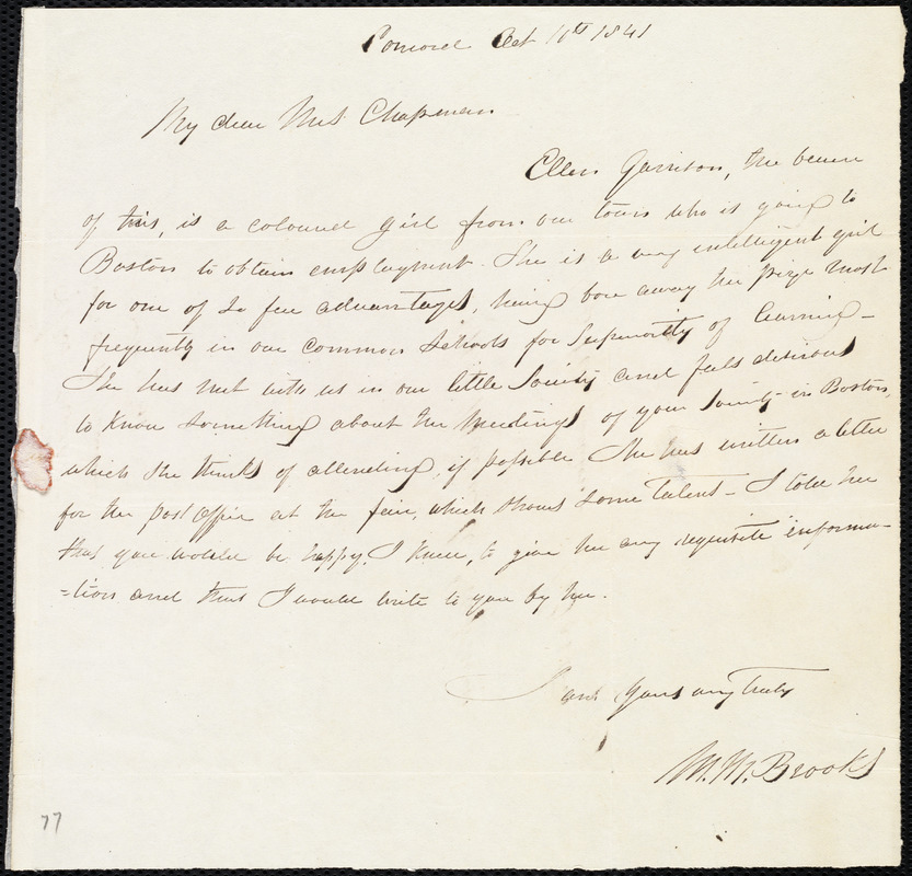 Letter from Mary Merrick Brooks, Concord, [Mass.], to Maria Weston ...