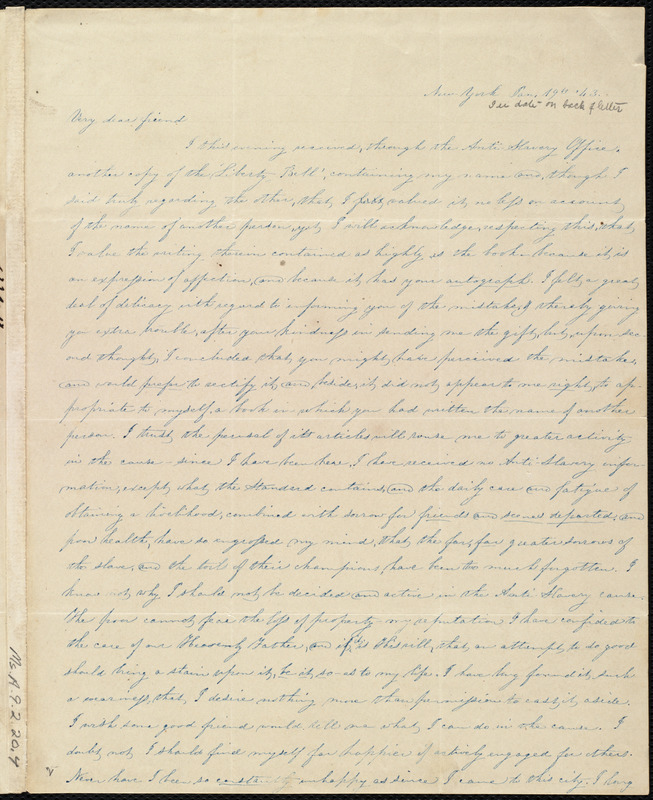 Letter from Harriet W. Hayden, New York, to Maria Weston Chapman, Jan ...