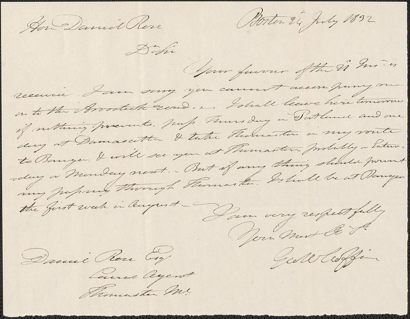 George Coffin to Daniel Rose, 24 July 1832 - Digital Commonwealth