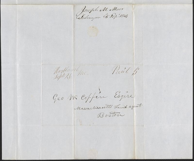 Joseph M. Moor to George Coffin, 25 September 1849 - Digital Commonwealth