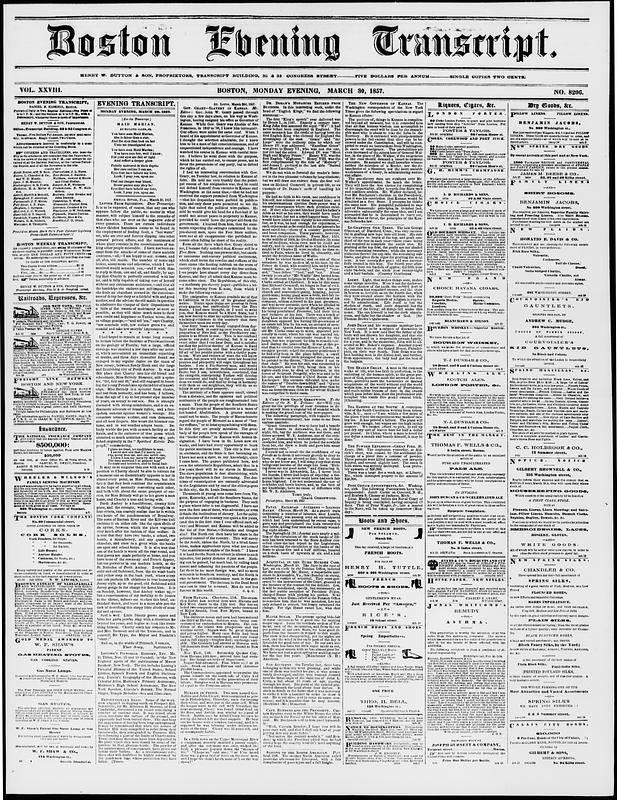 Boston Evening Transcript. March 30, 1857 - Digital Commonwealth