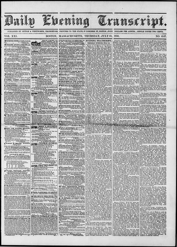 Daily Evening Transcript. July 25, 1850 - Digital Commonwealth
