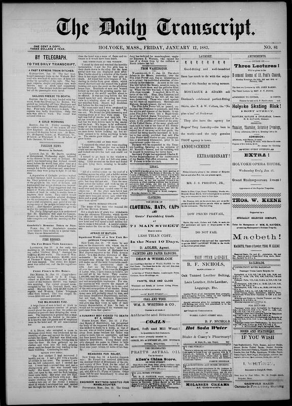 The Daily Transcript. January 12, 1883 - Digital Commonwealth