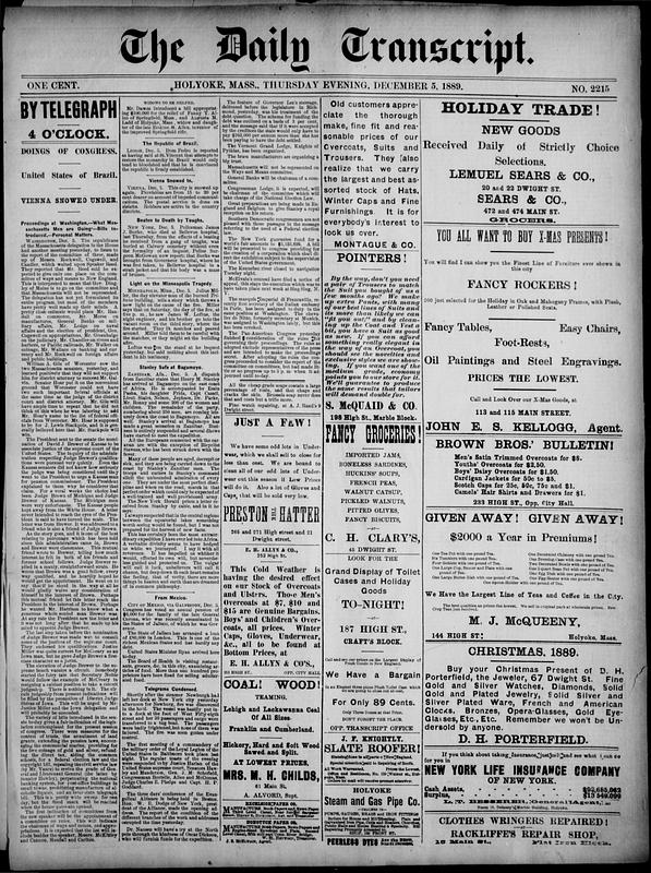 The Daily Transcript. December 05, 1889 - Digital Commonwealth