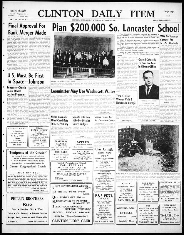 Clinton Daily Item. October 25, 1963 - Digital Commonwealth