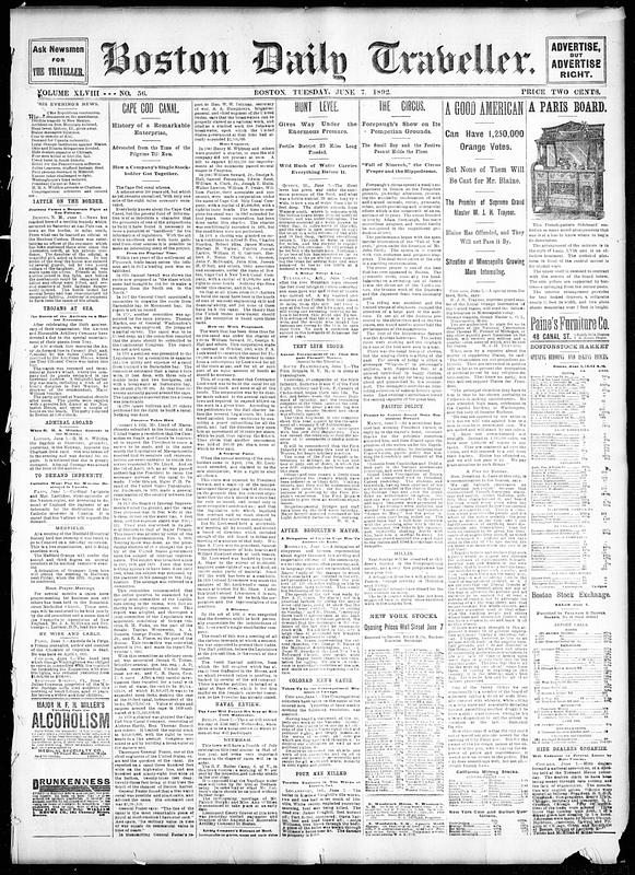 Boston Daily Traveller. June 07, 1892 - Digital Commonwealth