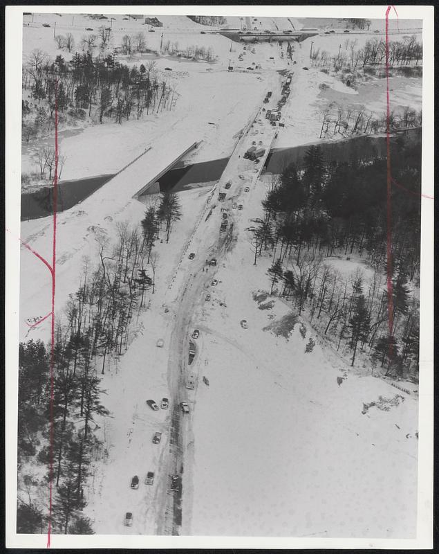 Snow Stalls The Whole Line - This view of Rte. 128 in Needham shows the ...