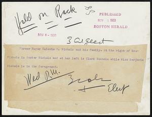 Former Mayor Malcolm E. Nichols and his family. At the right of Mrs ...