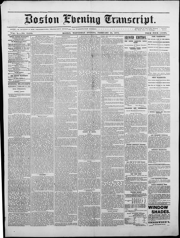 Boston Evening Transcript. February 21, 1877 - Digital Commonwealth
