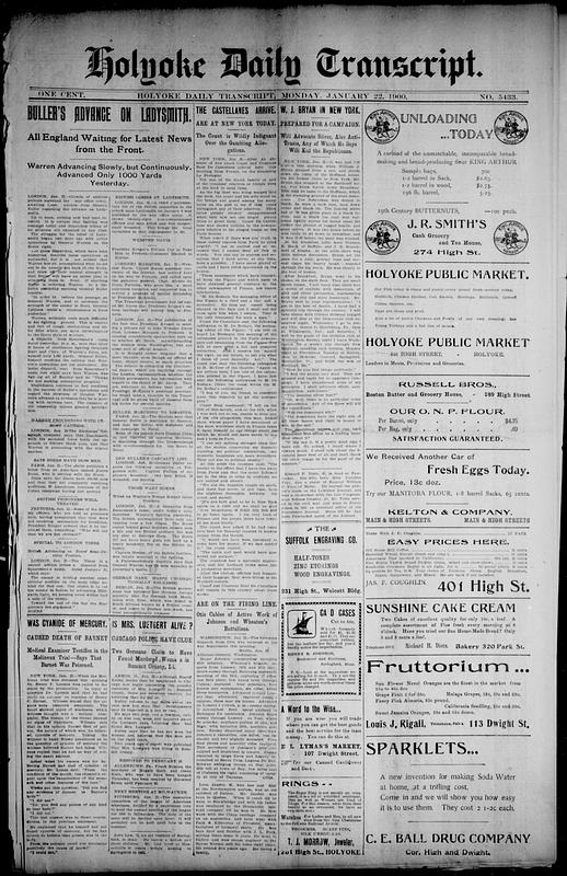 The Holyoke Daily Transcript. January 22, 1900 - Digital Commonwealth