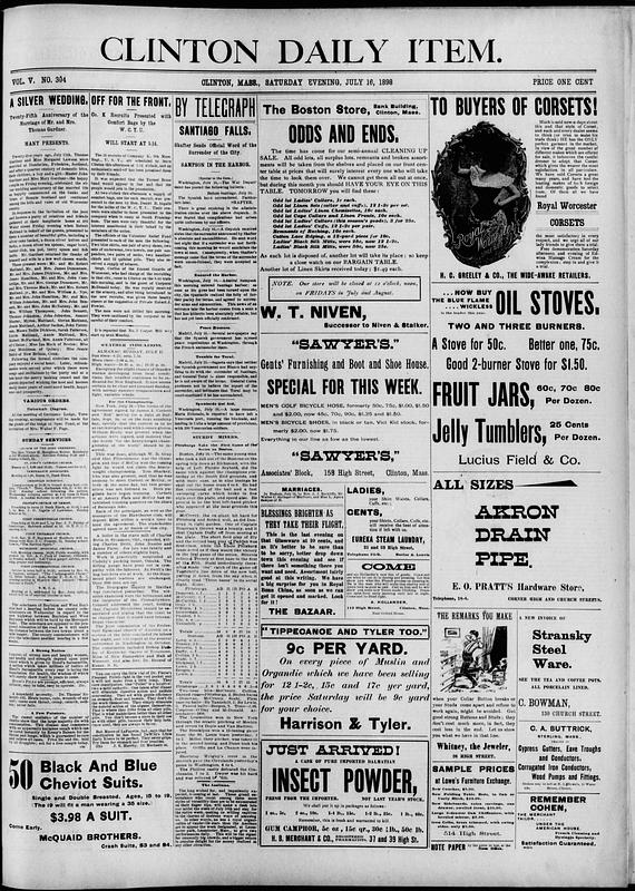 Clinton Daily Item. July 16, 1898 - Digital Commonwealth
