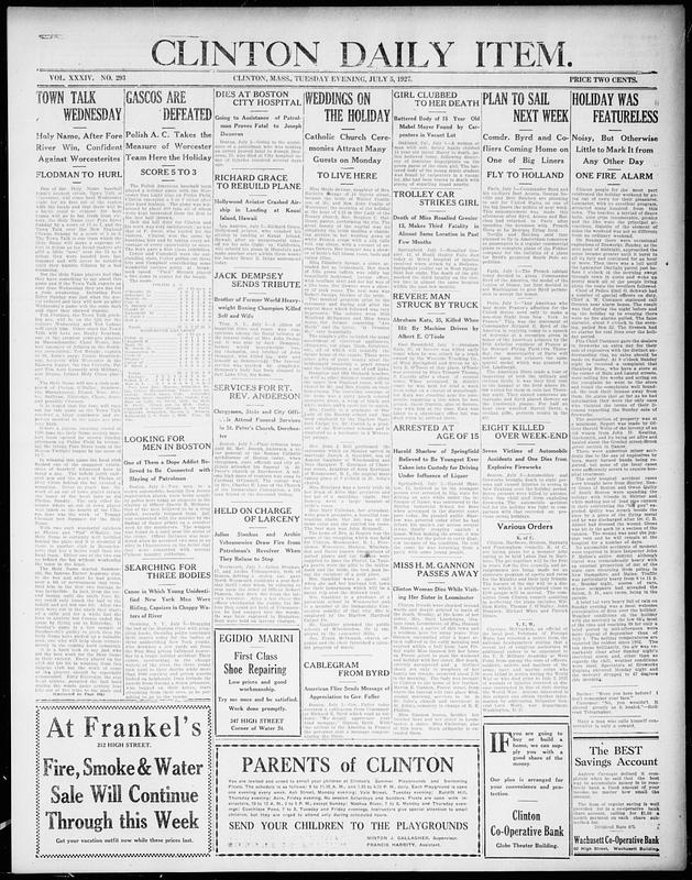 Clinton Daily Item. July 05, 1927 - Digital Commonwealth