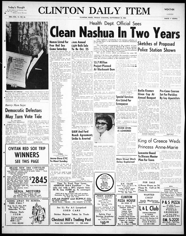 Clinton Daily Item. September 18, 1964 - Digital Commonwealth