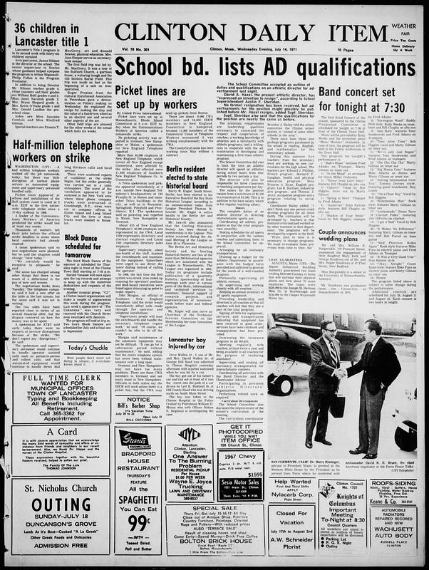 Clinton Daily Item. July 14, 1971 - Digital Commonwealth