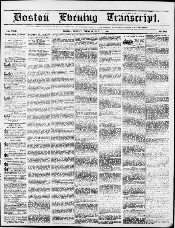 Boston Evening Transcript. July 07, 1856 - Digital Commonwealth