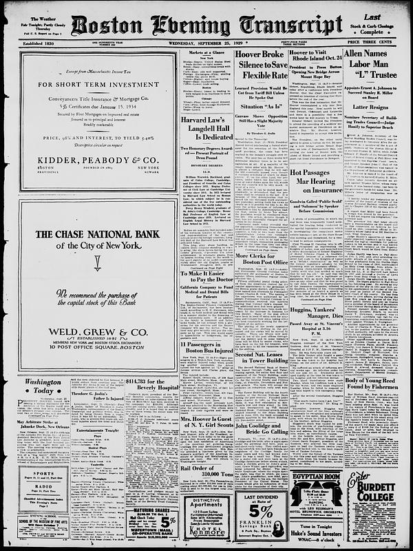 Boston Evening Transcript. September 25, 1929 - Digital Commonwealth