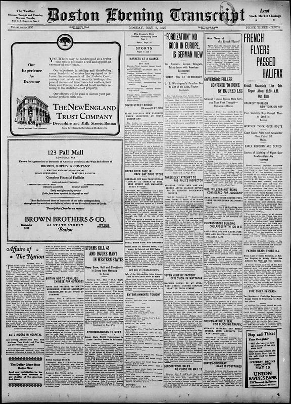 Boston Evening Transcript. May 09, 1927 - Digital Commonwealth