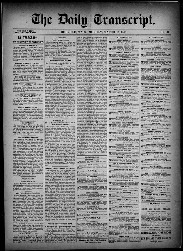The Daily Transcript. March 12, 1883 - Digital Commonwealth