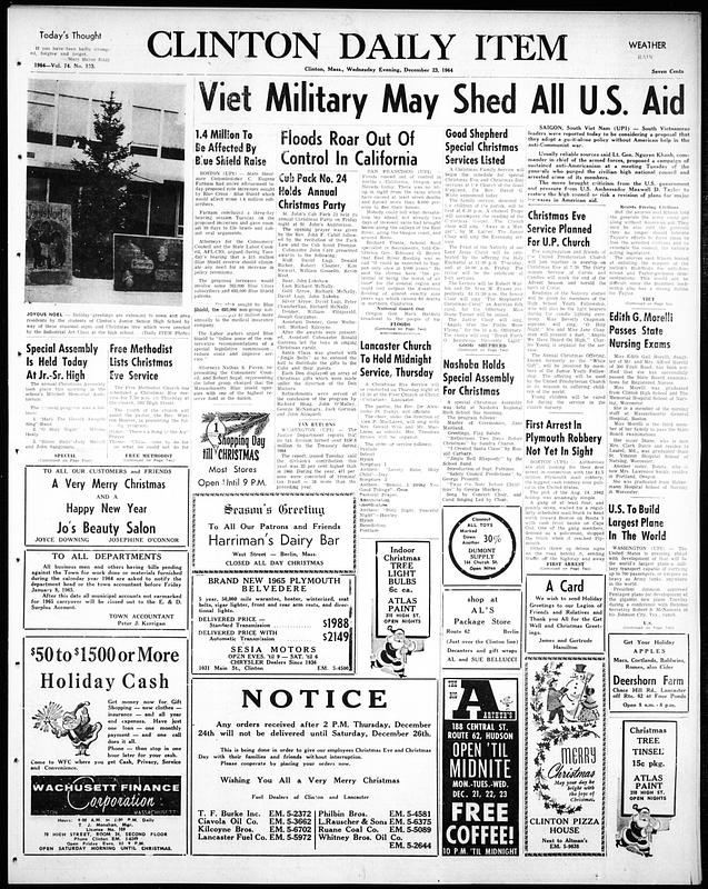 Clinton Daily Item. December 23, 1964 - Digital Commonwealth