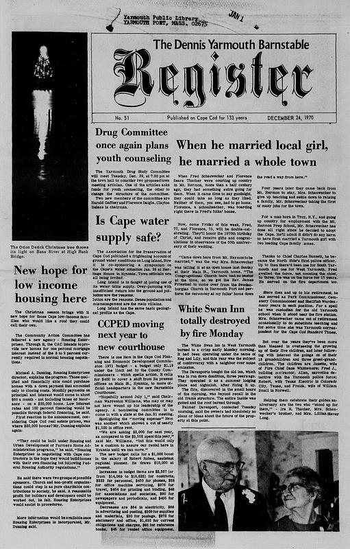 The Dennis Yarmouth Barnstable Register. December 24, 1970 - Digital ...