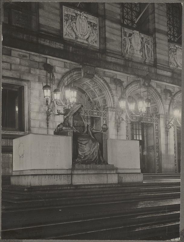 Boston, Massachusetts, entrance to the Boston Public Library, in Copley ...