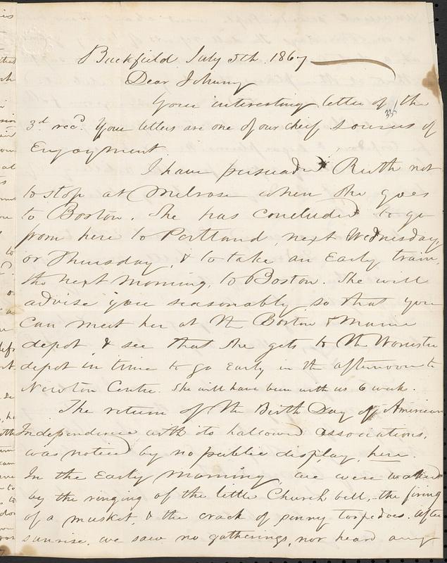 Letter from Zadoc Long to John D. Long, July 5, 1867 - Digital Commonwealth